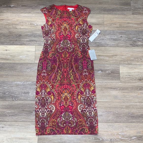 London Times | Dresses | London Times Red Multi Pattern Dress | Poshmark